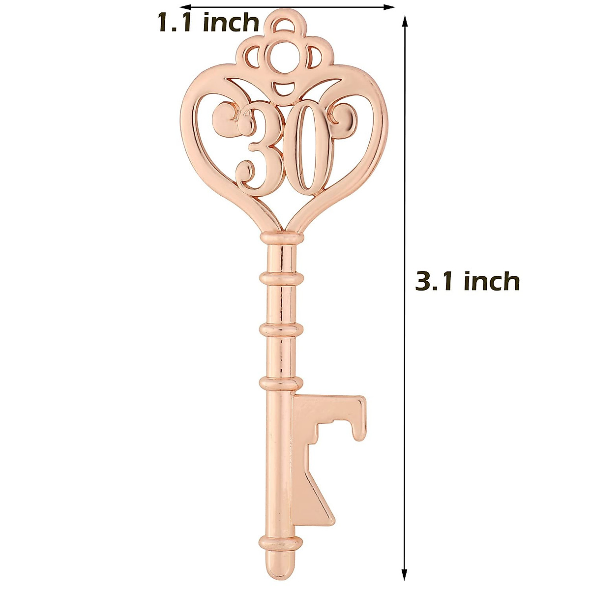 XIUSHE 30 PCS Rose Gold Key Bottle Opener 30th Birthday Souvenirs Party Decor or 30th Gold Wedding Anniversary Party Gifts 30 Birthday Party Favors for Guests Party Supplies (Rose Gold 30)