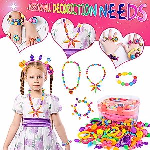 YFZYT Snap Pop Beads for Girls Toys, 550+ Pcs Jewelry Making Kit for Toddlers 3 4 5 6 7 Year Old, Kids Pop Beads Art and Craft Kit DIY Hairband Bracelets Necklaces Rings Toys Birthday Christmas Gifts