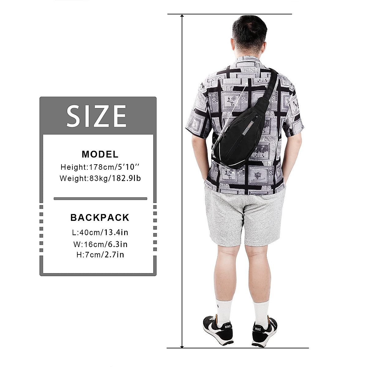 WATERFLY Small Crossbody Sling Backpack Anti Theft Backpack for Traveling Chest Bags for Men&Women Multipurpose Casual Daypack Hiking Shoulder Bag (Black)