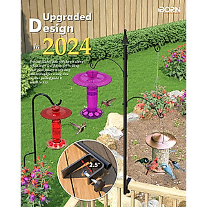 iBorn Shepherds Hooks for Outdoor Clamp On Deck Hook for Bird Feeder 45 Inch Bird Feeder Hangers for Deck Railing Humming Bird Feeders Hanging Tri-Hooks 2024 New (Feeders are Not Included)