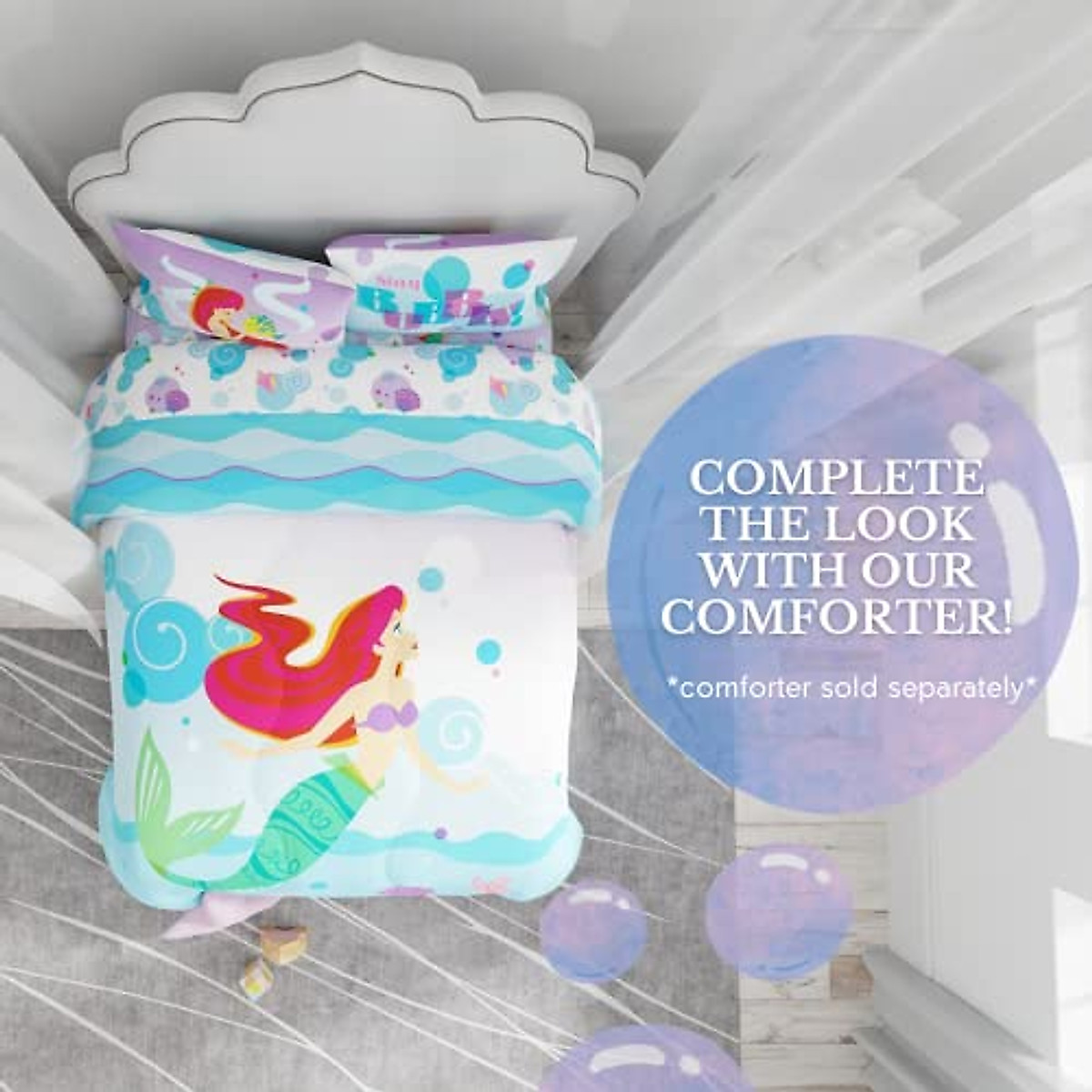 Franco The Little Mermaid Ariel Kids Bedding Super Soft Microfiber Twin Sheet Set (Official Licensed Disney Product)