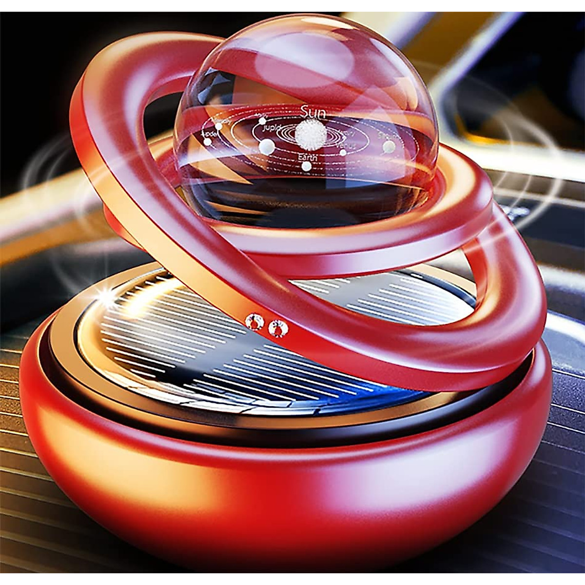 Car Air Freshener Solar Energy, Solar Powered, [Long Lasting Fragrant] ,Solar Energy Powered [Relieve Stress Keep ALert] Air Purifier for Car 【Gift Choice】for Family Vehicle Vacation,red