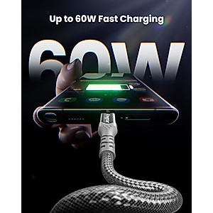 Fasgear Coiled USB C Keyboard Cable, 1.8m Type C to Type C Keyboard Cable with Metal Aviation Connector, 60W Fast Charging, Designed for USB-C Mechanical/Custom/DIY/Gaming Keyboard(Grey)