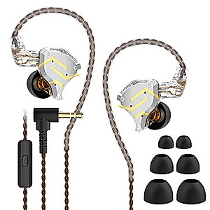 Wired Earbuds, in Ear Headphones, IEM Earphones, Wired Earbuds with Microphone, Earphones Wired with 4BA+1DD Hybrid 10 Drivers HiFi Bass in Ear Monitor, Noise Cancelling Earbuds Wired ZS10 Pro