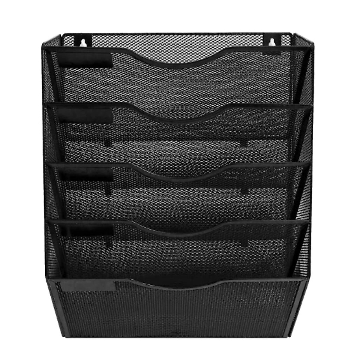 Klickpick Office 5 Sections Hanging Files Wall Mounted Metal Mesh Document File Organizer Magazine Holder Rack Organizer Section Racks Multipurpose Use to Display Files, Magazine, Newspapers- Black