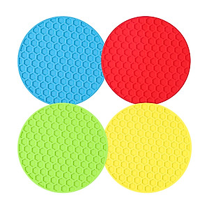 LUTER 4pcs Jar Gripper Pads, Honeycomb Silicone Jar Opener Grippers Multifunctional Round Rubber Jar Gripper Pads for Elderly Kids Arthritic Hands (Multicolor)