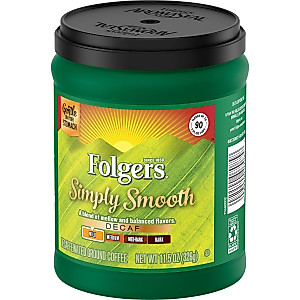 Folgers Simply Smooth Decaf Coffee Mild 4 Pack , Mild Roast, 11.5 Ounce (Packaging May Vary) - 4 Pack Bundle