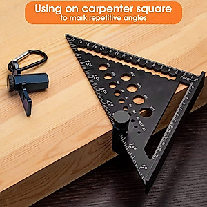 Stair Gauges for Framing Square, Tall Stair Gauges, Aluminum Stair Stringer Layout Tool, Non Slip Framing Square Stops with Holder Stair Stringer Tool for Circular Saw Rip Guide(Black)