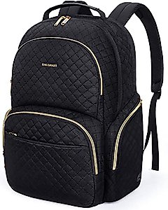 BAGSMART Laptop Backpack for Women, Travel Backpack Fits 17.3 Inch Computer Bookbags 40L Back Pack with Charging Port Hole for School College Work Business, Black