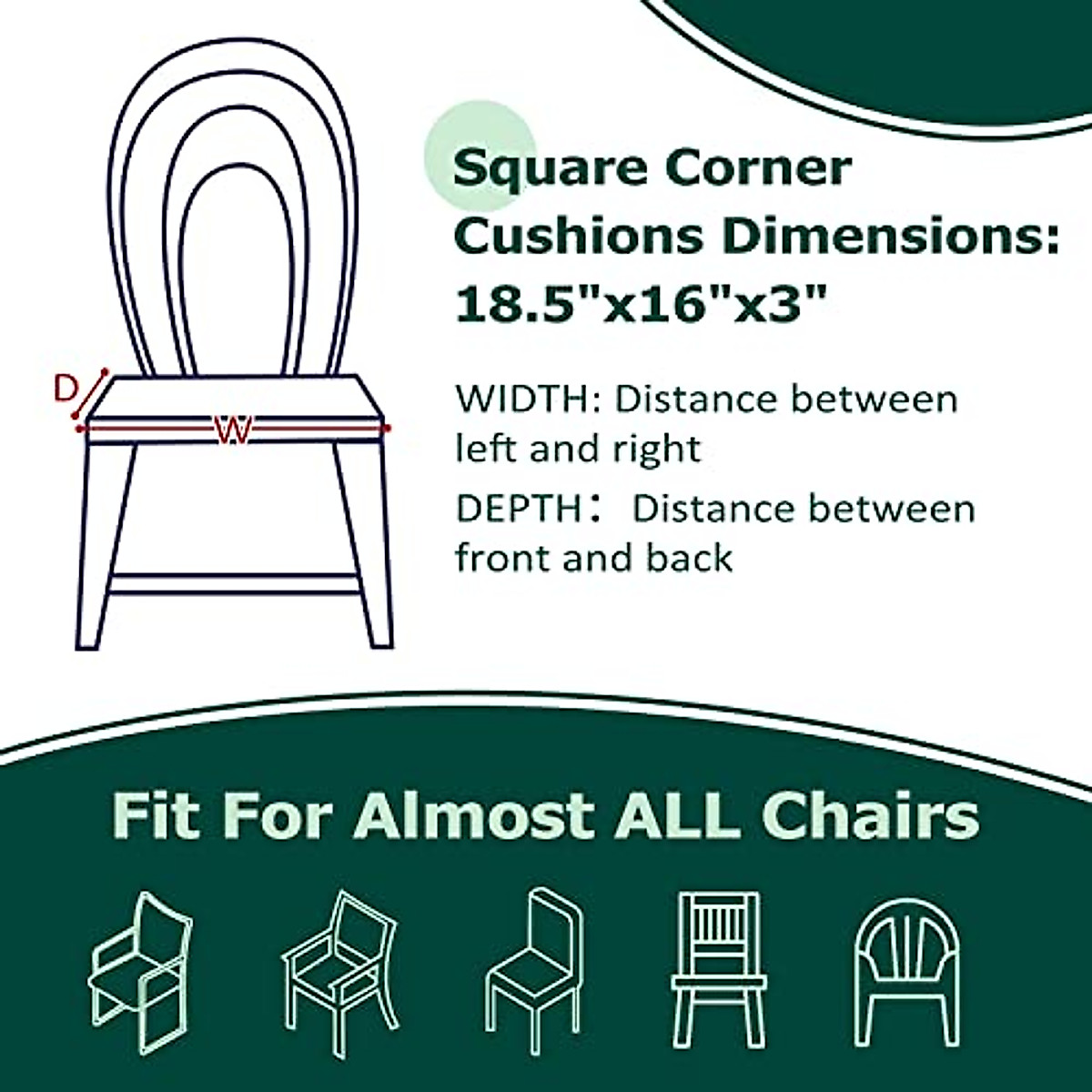 HARBOREST Indoor/Outdoor Chair Cushions Set of 4 Waterproof,Square Corner Outdoor Cushions for Patio Furniture - Patio Chair Cushions with Ties,18.5"x16"x3",Rainbow Stripes