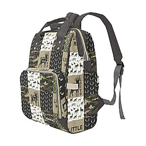 XOZOTY Antler Man Woodland Camo Diaper Bags with Name Waterproof Mummy Backpack Nappy Nursing Baby Bags Gifts Tote Bag for Women