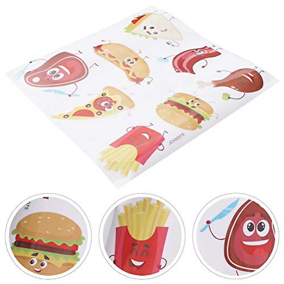 SOLUSTRE Laptop Stickers 1 Set Kitchen Food Wall Decals Cartoon French Fries Window Sticker Food Educational Decals Funny Wall Art Refrigerator Sticker Removable DIY Sticker Scrapbook Stickers