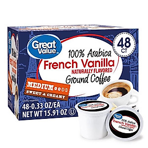 Great Value 100% Arabica French Vanilla Coffee K-Cups 48ct (1 Box)