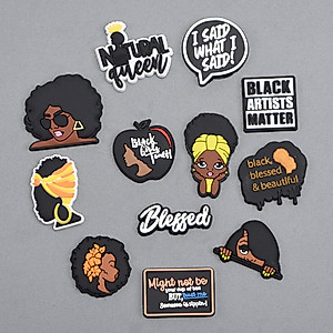 UNN Shoes Charms Black lives Matter Decoration for Kids Girls Adult Women Birthday Gifts Party Supplies BLM-SC038-Yellow-12pcs