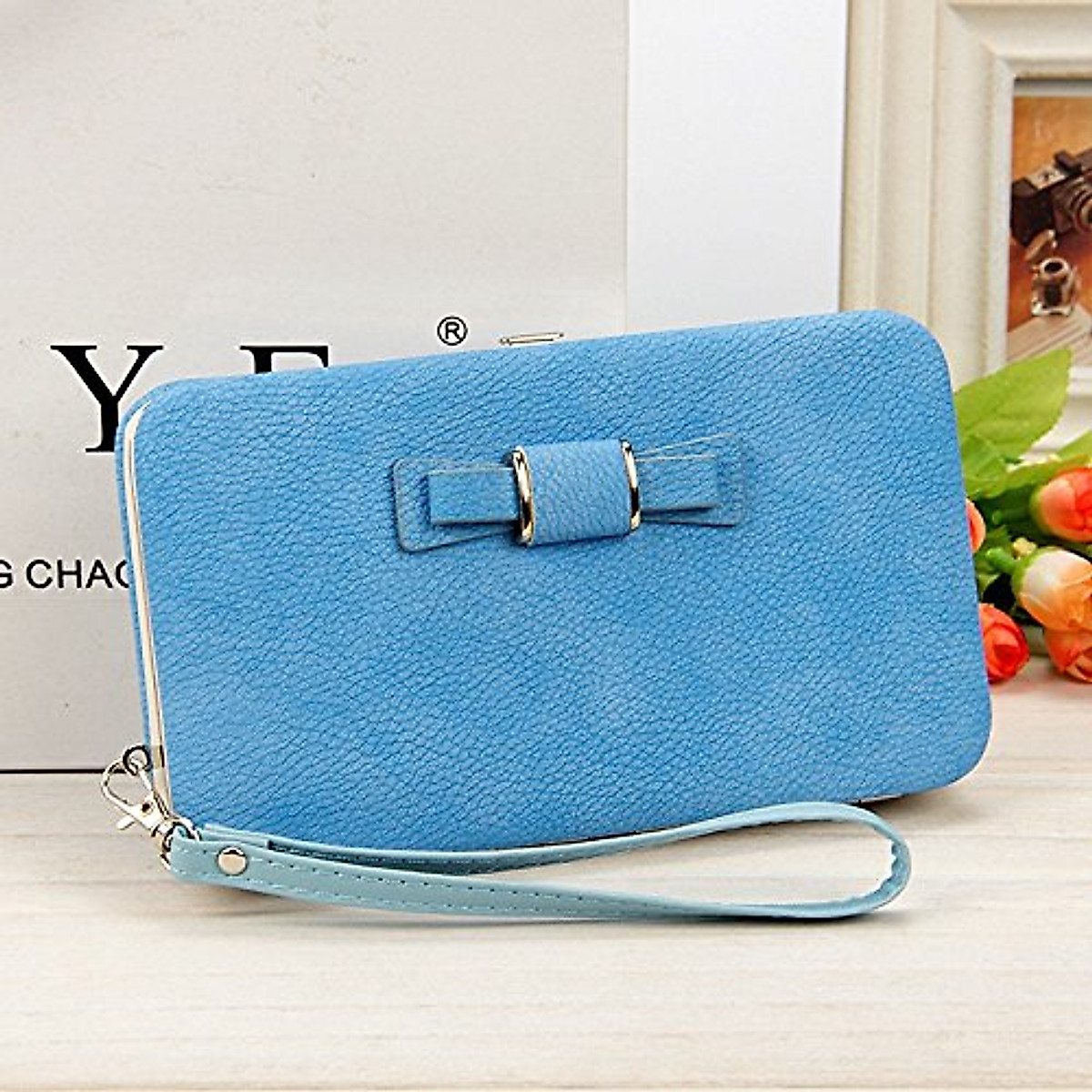 Huitao Women Bowknot Wallet Long Purse Phone Card Holder Clutch Large Capacity Pocket Coffee one Size
