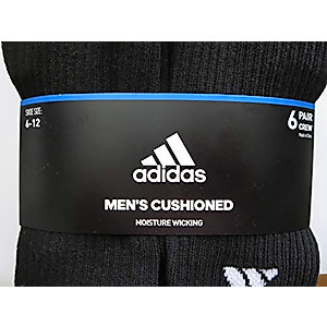 Adidas Men's Athletic Moisture wicking Cushioned Crew Socks 6-Pack/ 6-Pair (Shoe Size 6-12)
