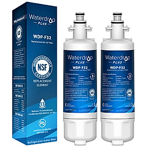 Waterdrop Plus 469690 ADQ36006101 𝐍𝐒𝐅 𝟓𝟑&𝟒𝟎𝟏 Refrigerator Water Filter, 𝐑𝐞𝐝𝐮𝐜𝐞 𝐏𝐅𝐀𝐒, Replacement for LG® LT700P®, Kenmore® 9690, ADQ36006102, WSL-3, FML-3, 2 Pack Package May Vary