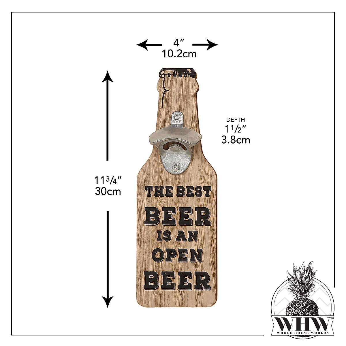 Americana BEST BEER IS AN OPEN BEER, Bottle Opener Wall Plaque, Silo Style, Flat Panel Wood, Metal, 11.75 Tall, Keyhole Hanger