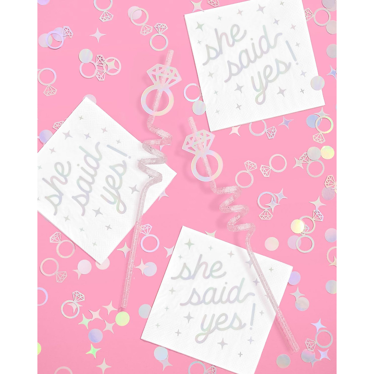 xo, Fetti Bachelorette Party Iridescent Foil Confetti - 200 pc | Engagement Party Decoration, Diamond Ring Table Decor, Bride To Be Bridal Shower Supplies, Engaged Era Decor