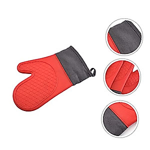 3 Pcs Silicone Oven Gloves Silicone Pot Holders Mittens Kids Silicone Mitts Baking Mittens Grill Mitt Barbecue Mitten Red Handle Oven Glove