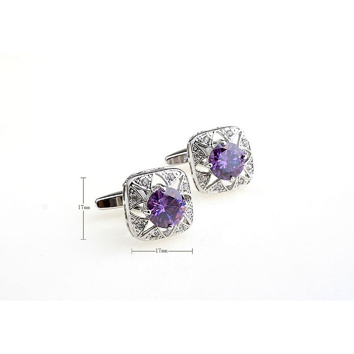 MRCUFF Purple Crystal Pair Cufflinks in a Presentation Gift Box & Polishing Cloth