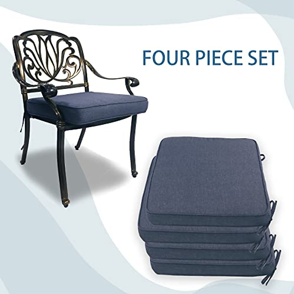 Sunshine Outdoor Indoor/Outdoor Patio Chair Cushion Outdoor Seat Cushions for Patio Furniture 20x20x2.8 inch Set of 4 Sky