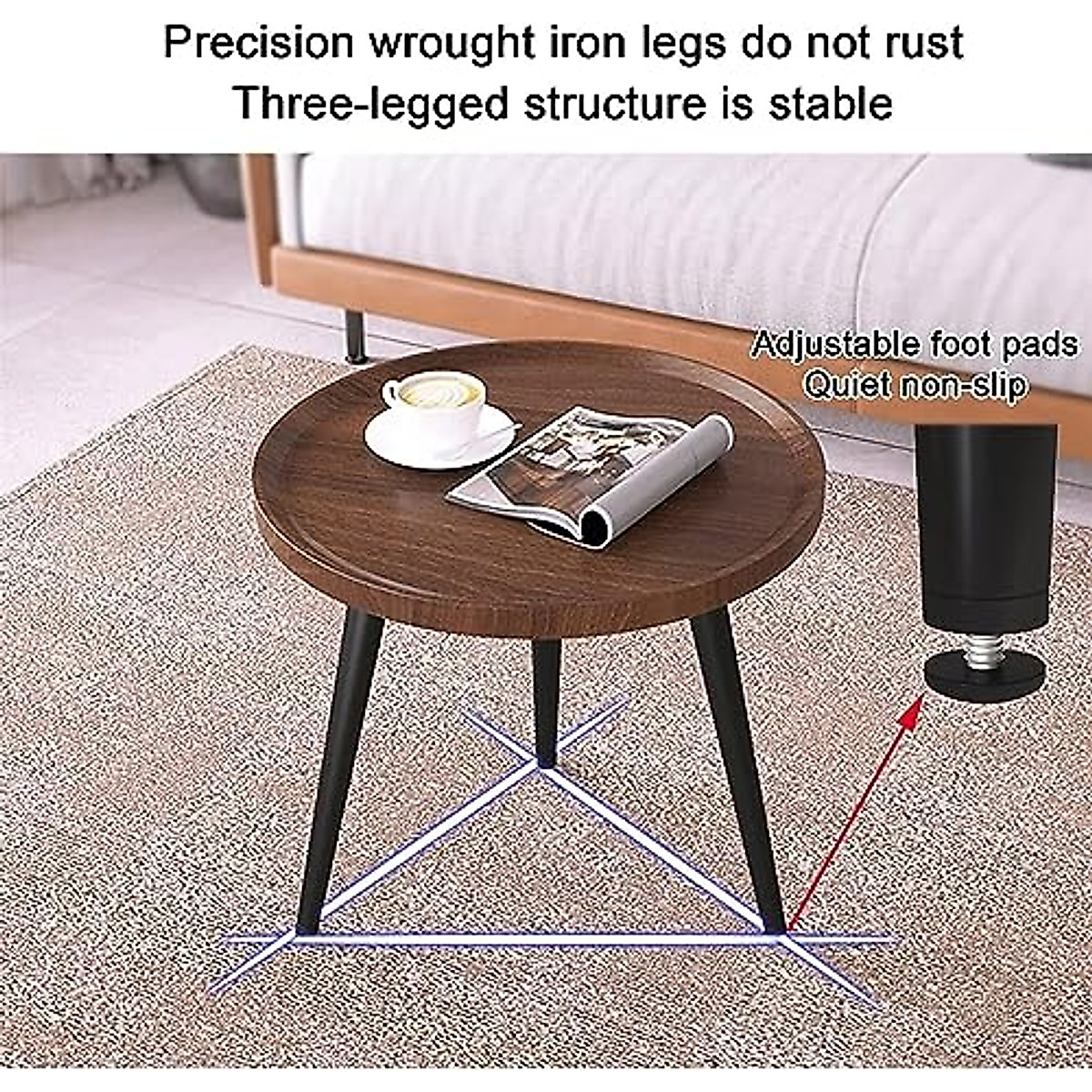 Nesting Coffee Table Oval,Wood Creative Sofa Side End Tables, Coffee Tables/Nightstand Set of 2,Black Metal Legs with Adjustable Foot Pad,for Living Room Bedroom Balcony (Color : Light Brown)