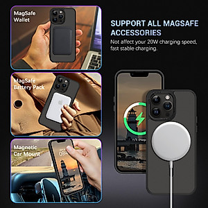 GaoBao Magnetic for iPhone 13 Pro Max Case, iPhone 13 Pro Max Phone Case, [Compatible with Magsafe] Slim Fit Shockproof Translucent Women Men Girls Boys Protective Case for iPhone 13 Pro Max, Black