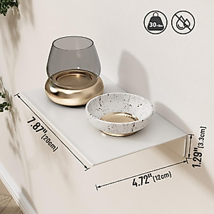 Danpoo White Floating Shelves for Wall Storage, Metal Wall Shelves for Bedroom, Living Room, Kitchen, Small Bathroom Shelves Wall Mount, 8" Mini Display Shelf for Collectibles(2 PCS)