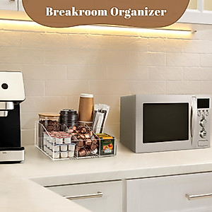 BEYGORM Acrylic Coffee Bar Station Organizer for Countertop,Office Breakroom Clear Snack Tea Storage Accessories Holder for Kcup Pod Condiment Cup Sugar Creamer Syrup, Coffee Gift for Coffee Lovers