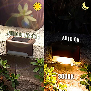 GIGALUMI Solar Deck Lights Outdoor, 16 Pack Solar Step Lights Waterproof Led Solar Lights for Outdoor Stairs, Step, Fence, Railing, Yard and Patio (Warm White)