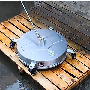 EDOU Direct Pressure Washer Surface Cleaner 20" with Wheels | Stainless Steel | Heavy Duty | 4,000 PSI Max Working Pressure | Includes: 2 Pressure Washer Extension Wand Attachments