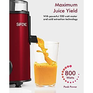 Juicer Machines, SIFENE 500W Big Mouth Centrifugal Juicer, Juice Maker Extractor for Vegetable and Fruit with 3-Speed Setting, Easy to Clean (Red)