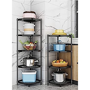 ZIGAMA 4-Tier Kitchen Pot Rack, Multi-layer Corner Shelf Stand Metal Shelves for Kitchen