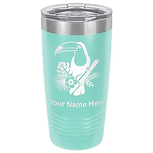 LaserGram 20oz Vacuum Insulated Tumbler Mug, Toucan, Personalized Engraving Included (Teal)