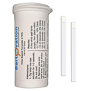Very High Level Hydrogen Peroxide H2O2 Test Strips, 2-10%, Time Based Test [Vial of 50 Strips]