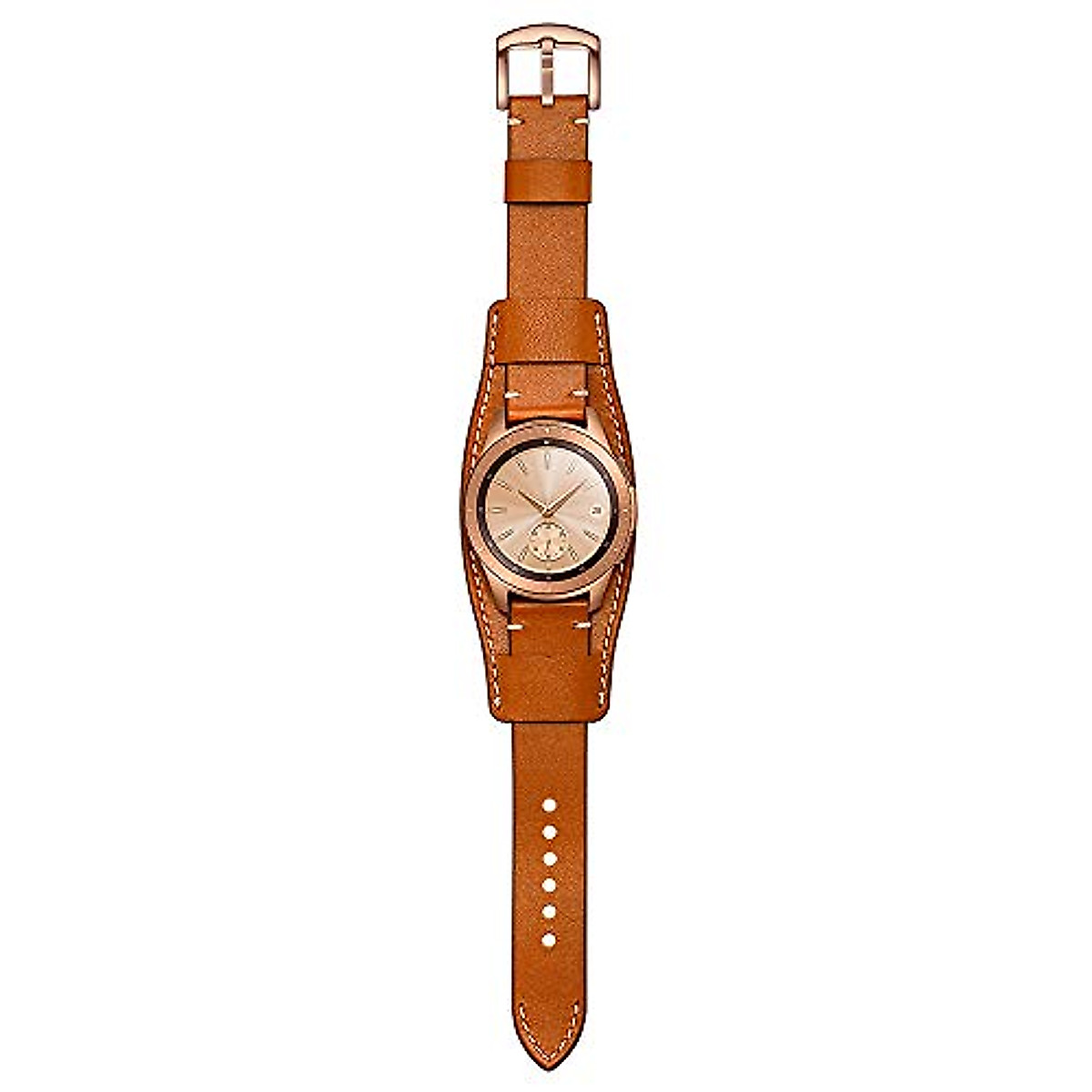Balerion Cuff Genuine Leather Watch band,Compatible with Samsung Galaxy Watch 6/5/ 4,Galaxy watch3 41mm,Galaxy watch 42mm,Gear Sport and other standard 20mm band width watch,Brown