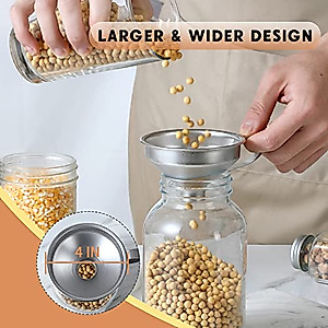 Aozita 18/8 Stainless Steel Spice Funnel with Handle for Spice Jars - Professional Grade Kitchen Tools