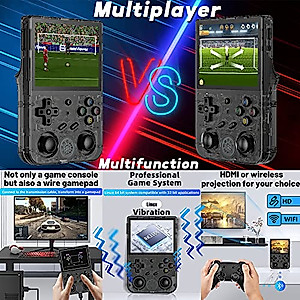 CredevZone RG353VS Handheld Game Console 3.5 inch IPS Retro Hand-held Gaming Consoles Hand Held Video Games Preinstalled with Customized System Multiplayer 5GWF BT4.2 RK3566 64GB Black Transparent