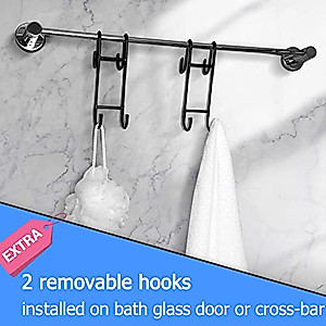 PRAGATISM 6 Pieces Shower Caddy, No Drilling Adhesive Shower Organizer, Large Capacity Shower Shelves with Rustproof Stainless Steel for Bathroom & Kitchen Organization and Storage (black)