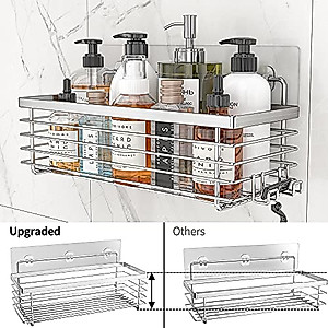 ODesign Shower Caddy Basket with Hooks Soap Dish Holder Shelf for Shampoo Conditioner Bathroom Storage Organizer SUS304 Stainless Steel Rustproof Adhesive No Drilling - 3 Pack