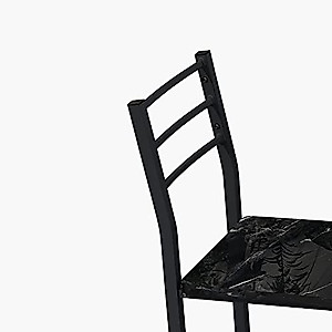3-Piece Dining Table Set for 2, Small Kitchen Table with 2 Chairs and Storage Rack, Modern Faux Marble Dining Room Table Set Industrial Design for Small Space, Breakfast Table Set, 31.5in Black