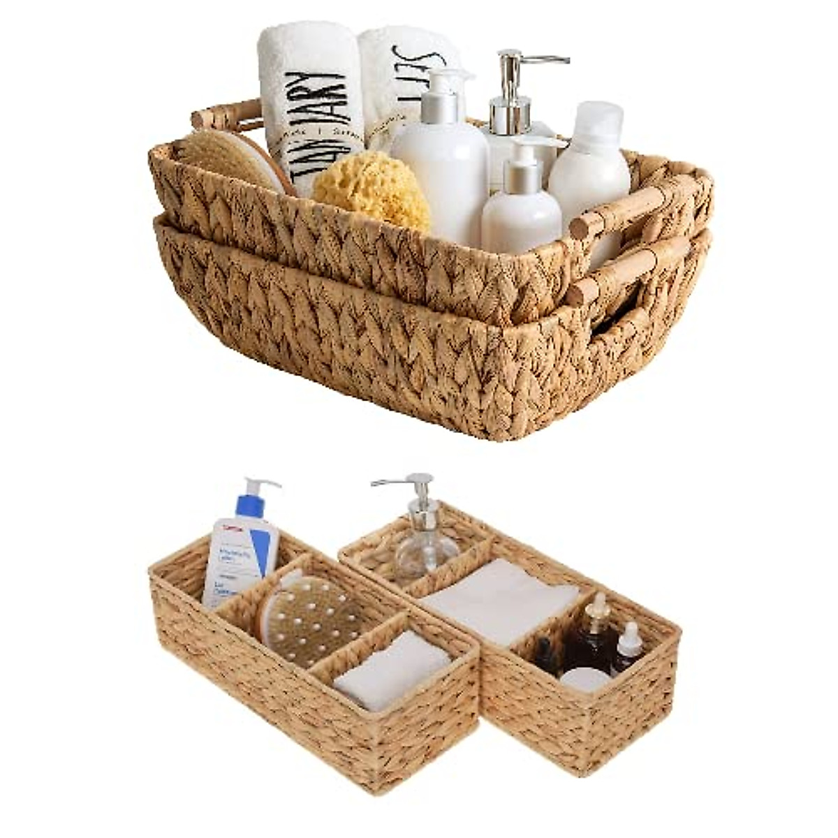 StorageWorks Water Hyacinth Storage Baskets Set