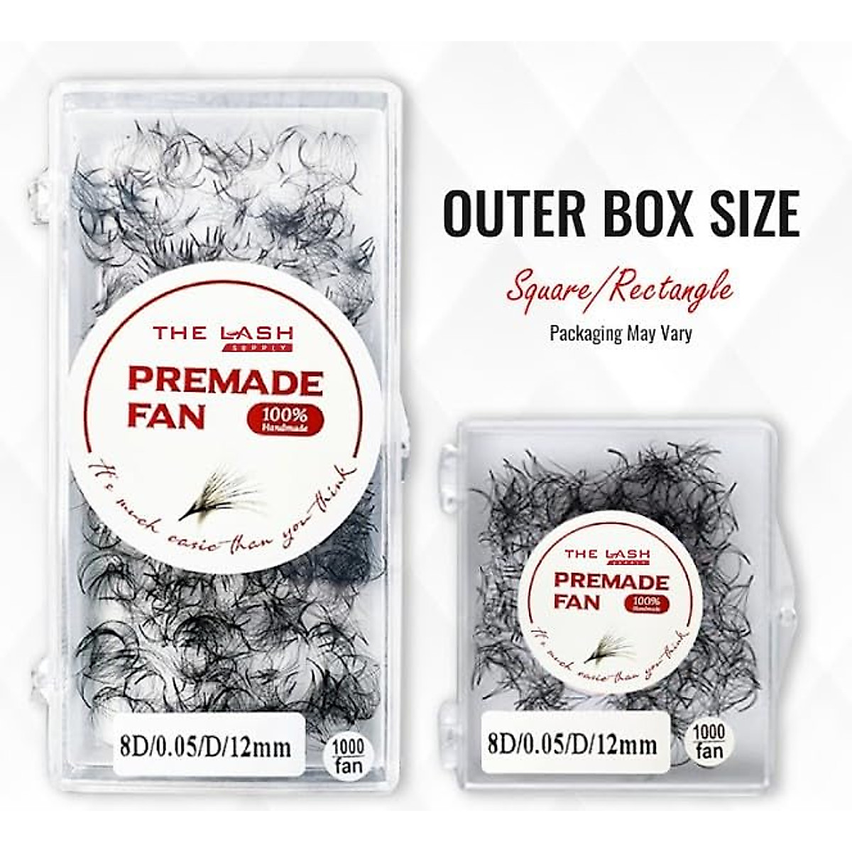 THE LASH SUPPLY 1000fans 3D 4D 5D 6D 7D 8D 10D 12D 14D Wispy Premade Fan Eyelashes, C/CC/D Curl, 8-20mm Length, 0.03/0.05/0.07 Thickness, Promade Loose Eyelash Extension Fans, Mixed Length Pack