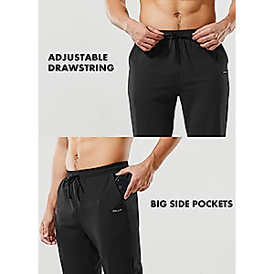 Willit Men's Fleece Lined Sweatpants Winter Thermal Athletic Pants Water Resistant Open Bottom Warm Pants Black L