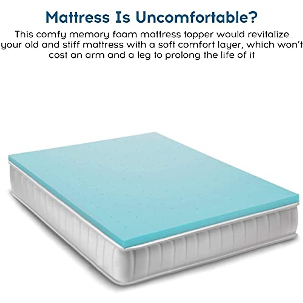 Nelaukoko Memory Foam 3 Inch Twin XL Topper, Single Extra Long Topper Foam Mattress Pad Gel Cooling Infused XLong Dorm Mattress Topper for College Dorm