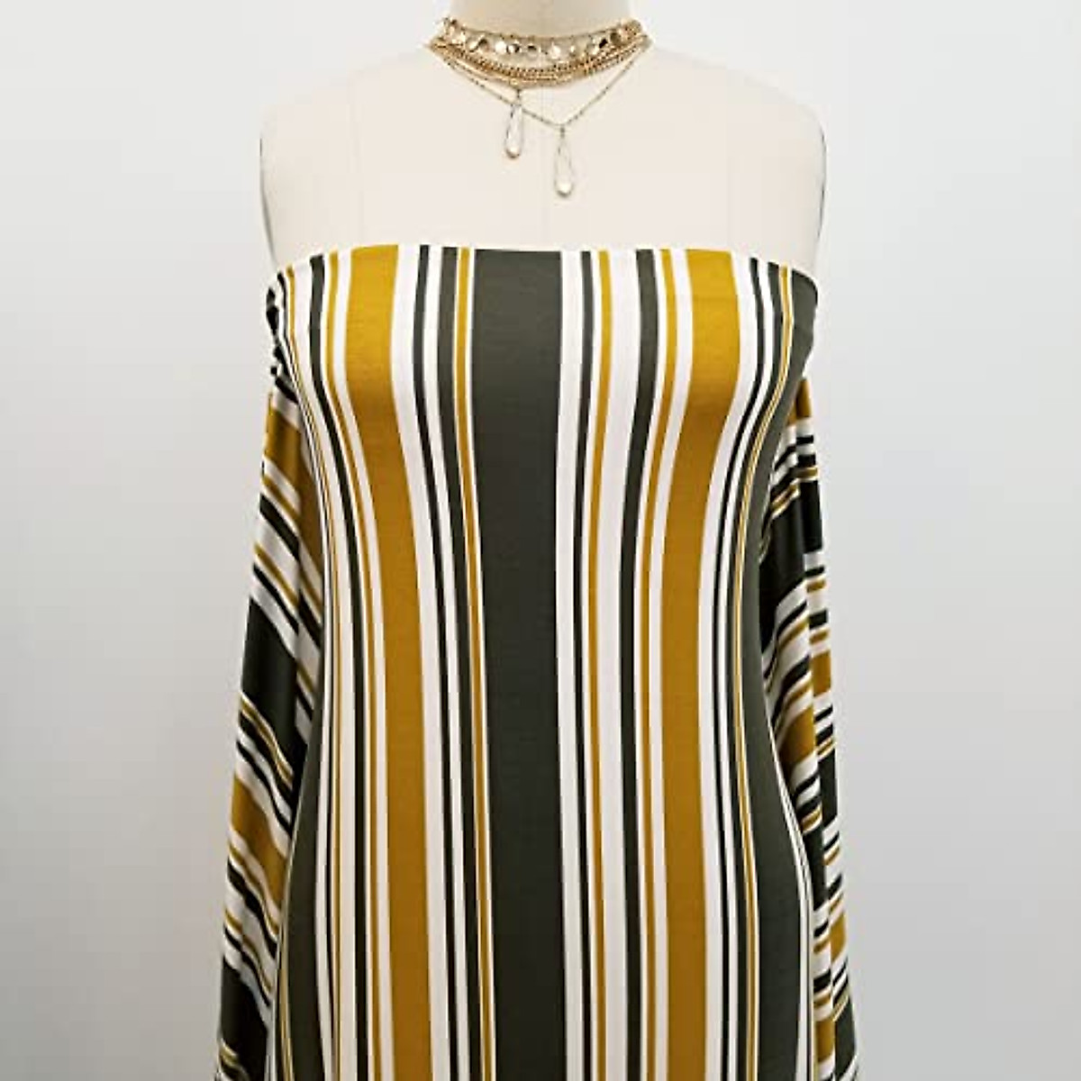 Texco Inc Pattern Heavy Rayon Spandex Jersey Knit 4 Way Stretch/Stripes Print/Maternity, Apparel, DIY Fabric, Army Green Mustard 5 Yards