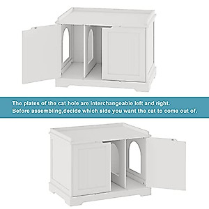 HOME BI Cat Litter Box Enclosure, Cat Litter Box Furniture Hidden, Cat Washroom Storage Bench, Pet Crate Furniture, Modern Wooden Cat Litter Cabinet, Cat Home, Kitty Hideaway (White, 023)