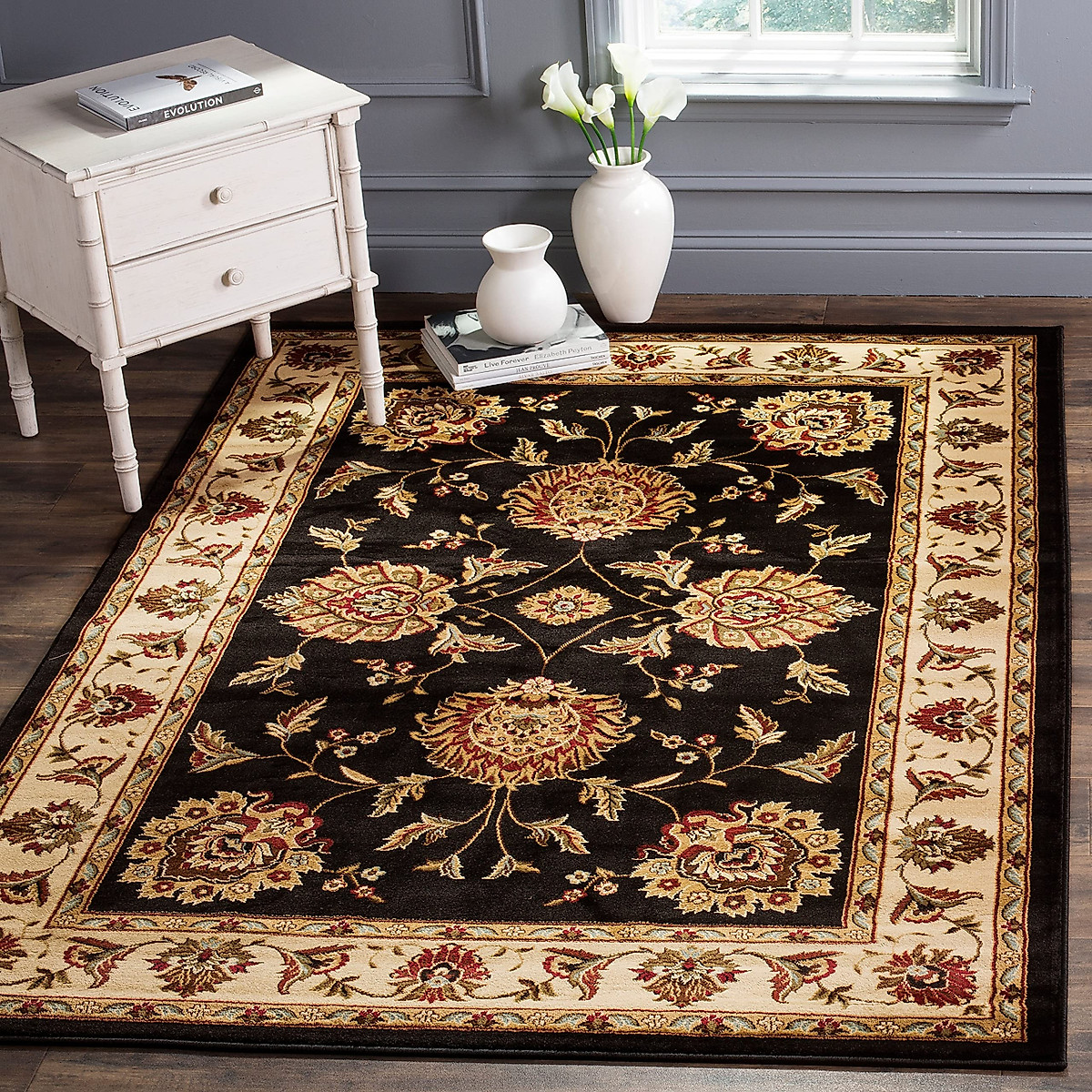 SAFAVIEH Lyndhurst Collection Accent Rug - 3'3" x 5'3", Ivory & Brown, Oriental Design, Non-Shedding & Easy Care, Ideal for High Traffic Areas in Entryway, Living Room, Bedroom (LNH555-1225)