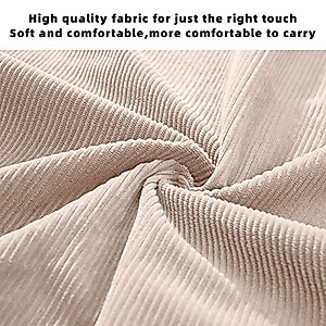 KALIDI Women Corduroy Tote Bag Casual Tote's Handbag Big Capacity Shoulder Bag with Pockets Zippers (Cream White)